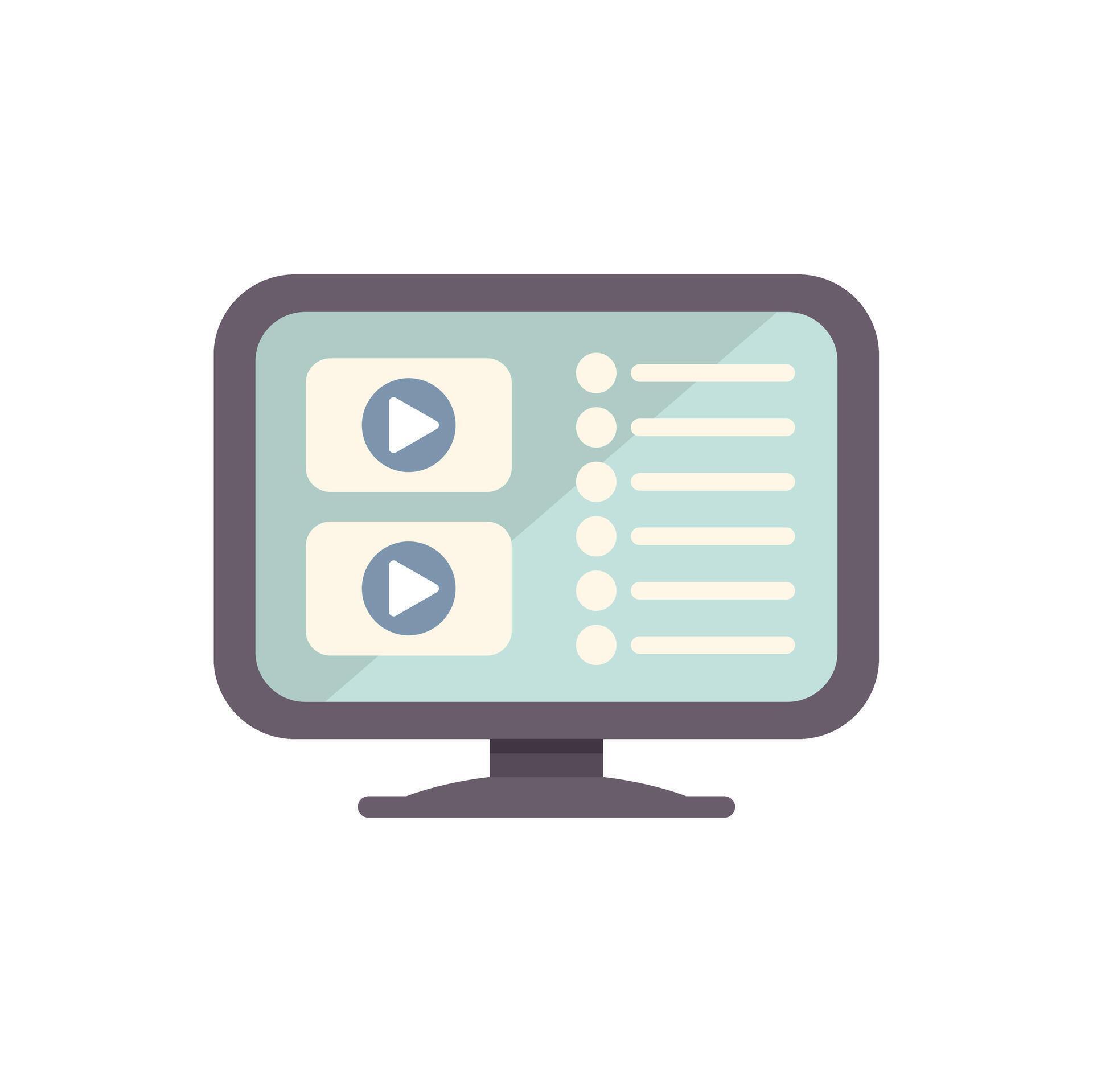 Computer monitor displaying player interface with playlist and buttons 52438140 Vector Art at ...