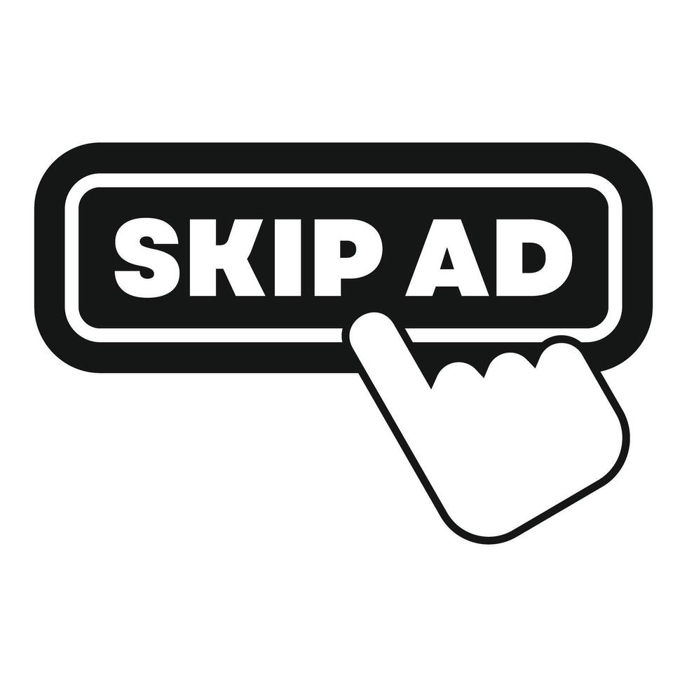 Hand cursor clicking skip ad button, advertisement skipping concept 52439110 Vector Art at Vecteezy