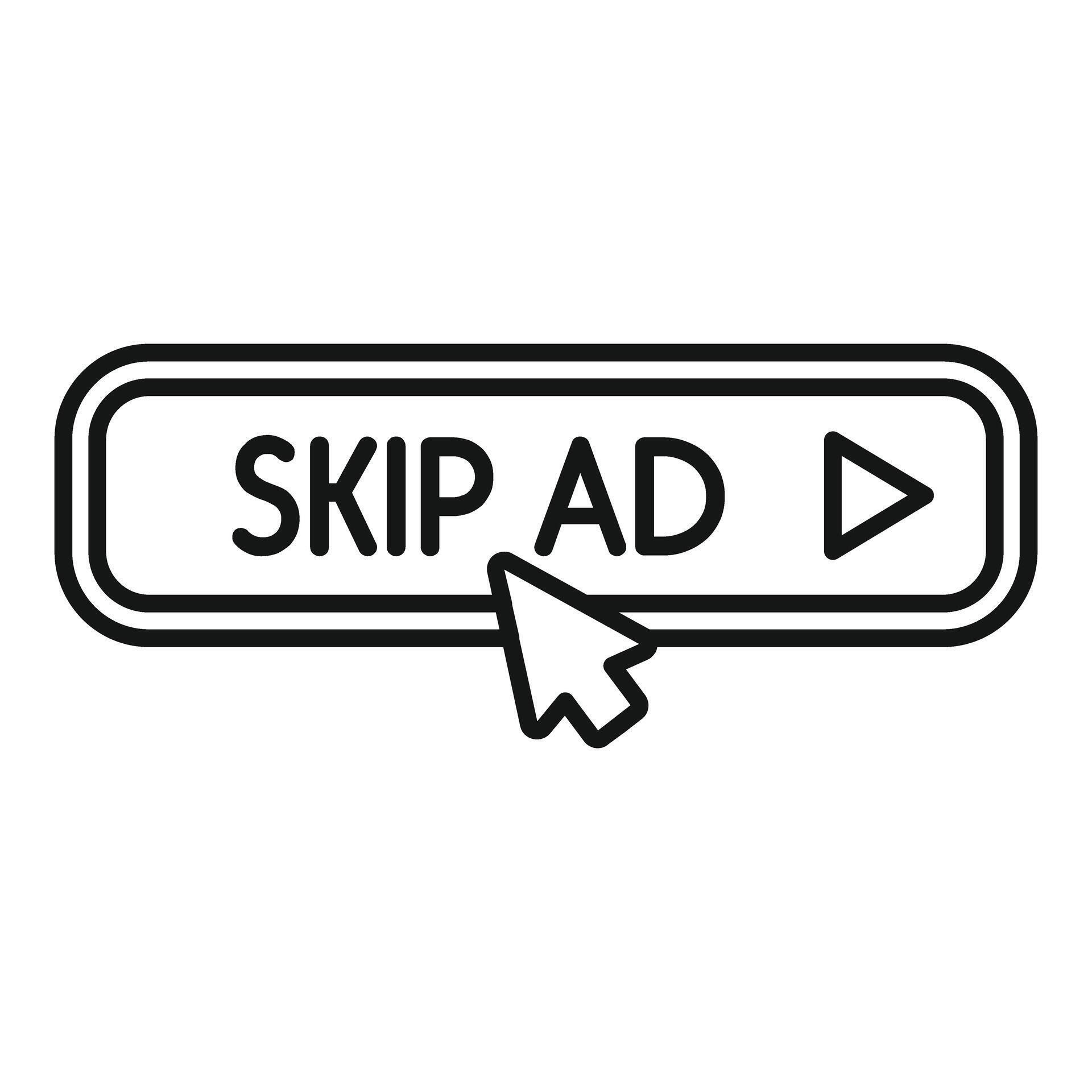 Cursor clicking skip ad button, online advertisement control 52439156 Vector Art at Vecteezy