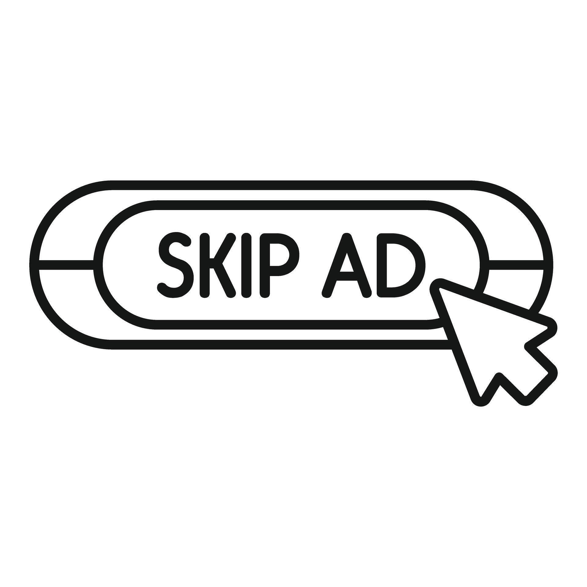 Cursor clicking skip ad button, online advertisement control 52439162 Vector Art at Vecteezy