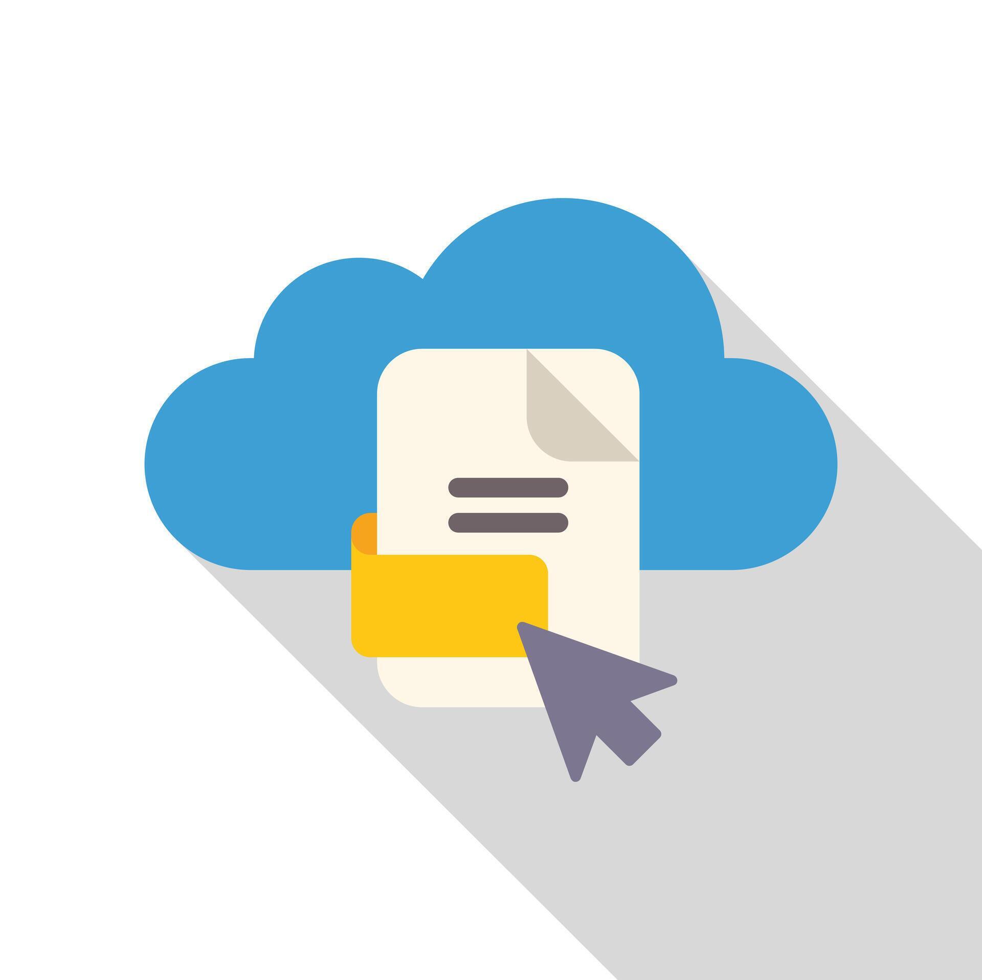 Cloud Computing Concept With File Folder And Cursor Clicking Data Storage Saving Document