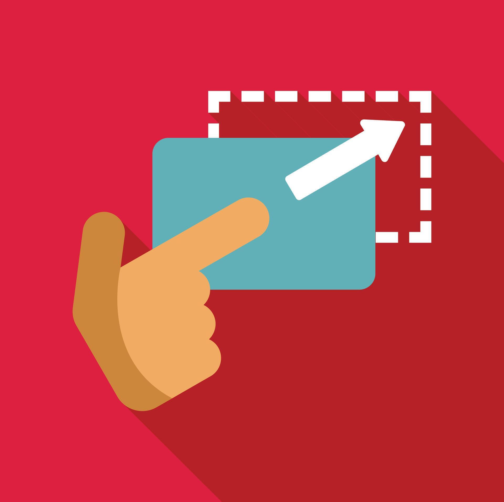 Expanding and resizing a window with a finger click and drag gesture ...