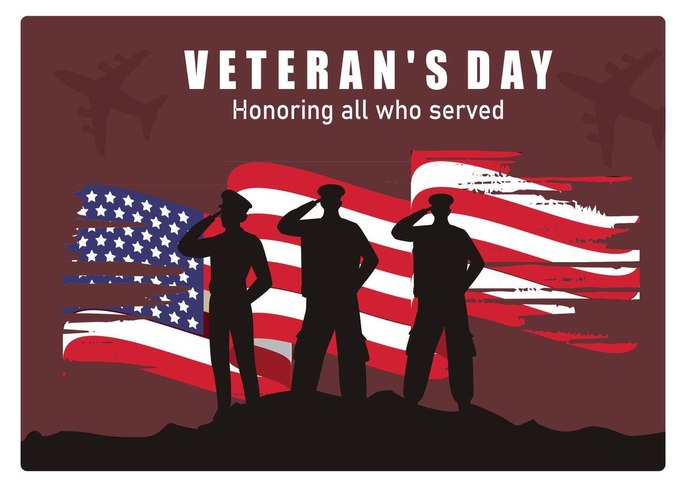 Veterans Day with soldier silhouette. Honoring all who have served ...