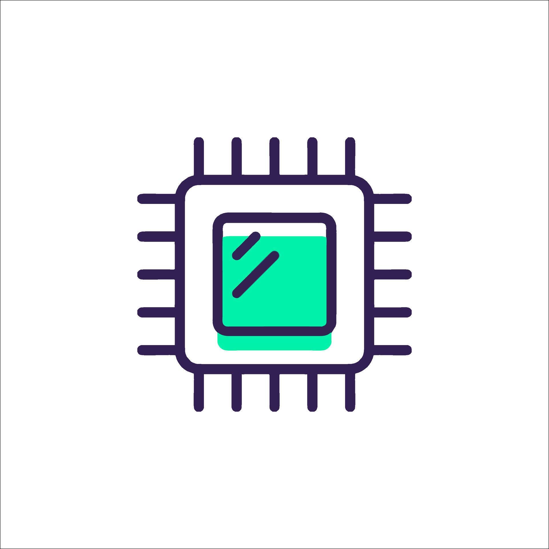 A computer processor icon on a white background 52451380 Vector Art at ...
