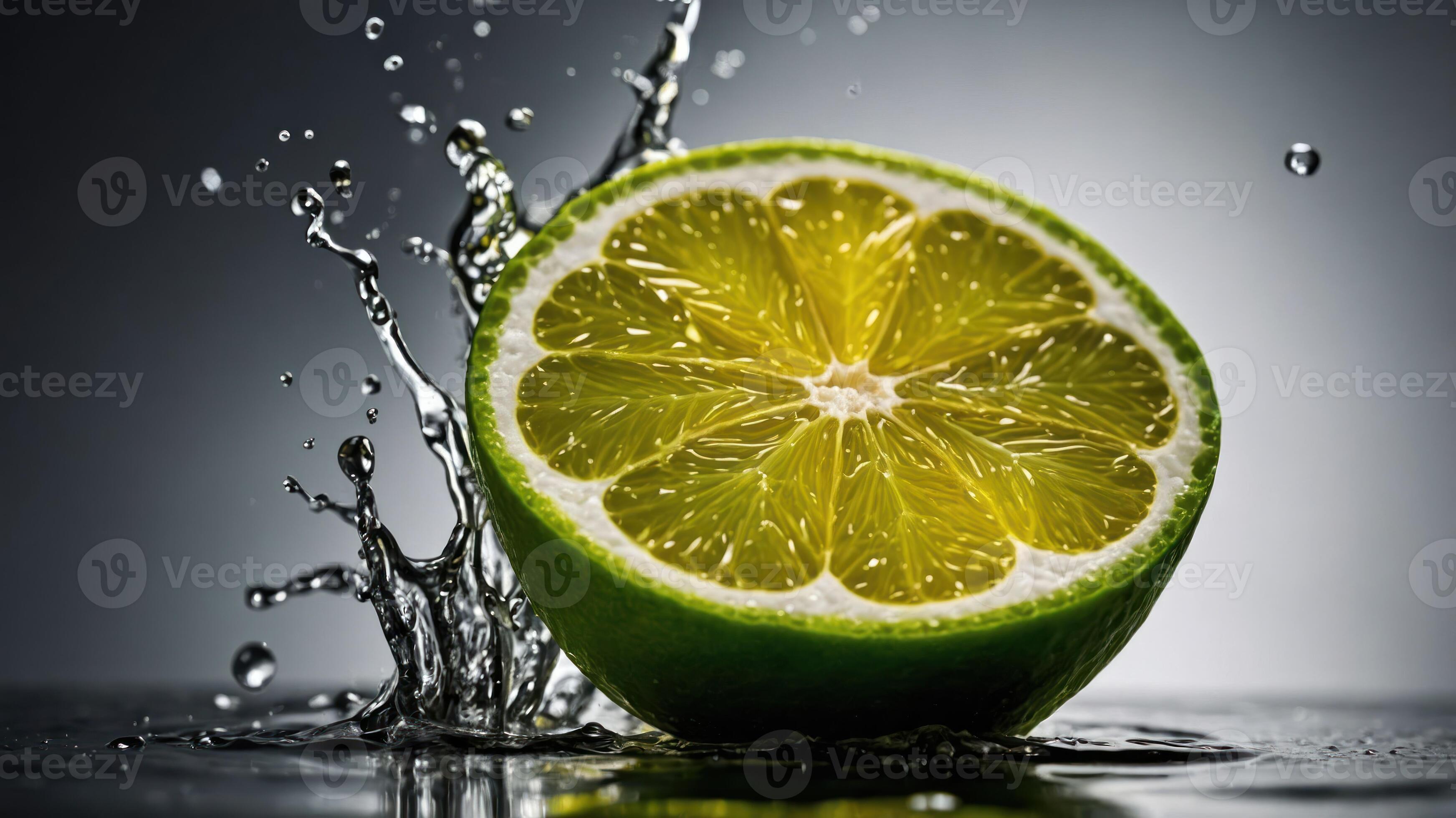 A vibrant lime slice splashes in water, showcasing freshness and zest. 52471708 Stock Photo at ...