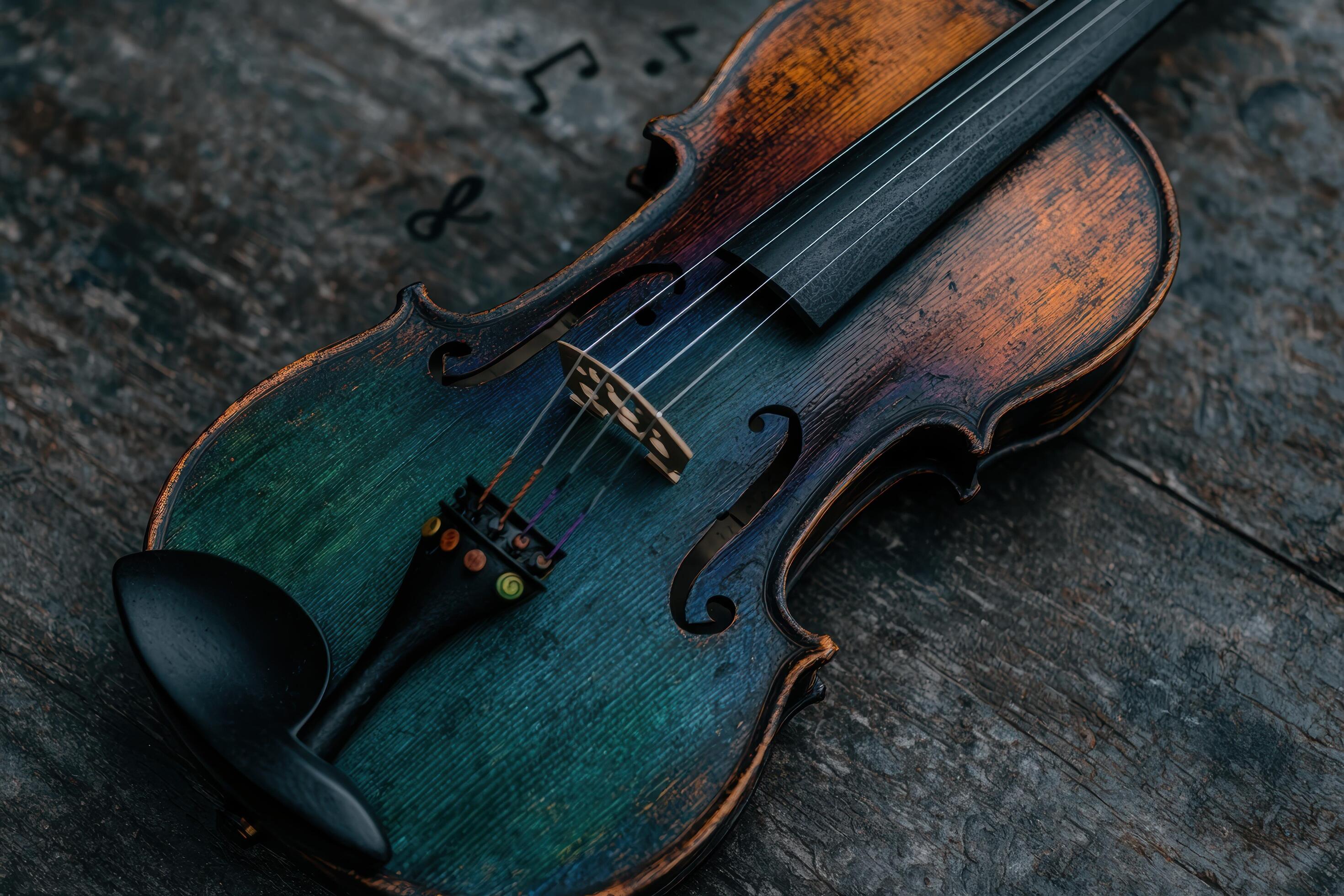 Vintage violin on dark wooden background 52493238 Stock Photo at Vecteezy