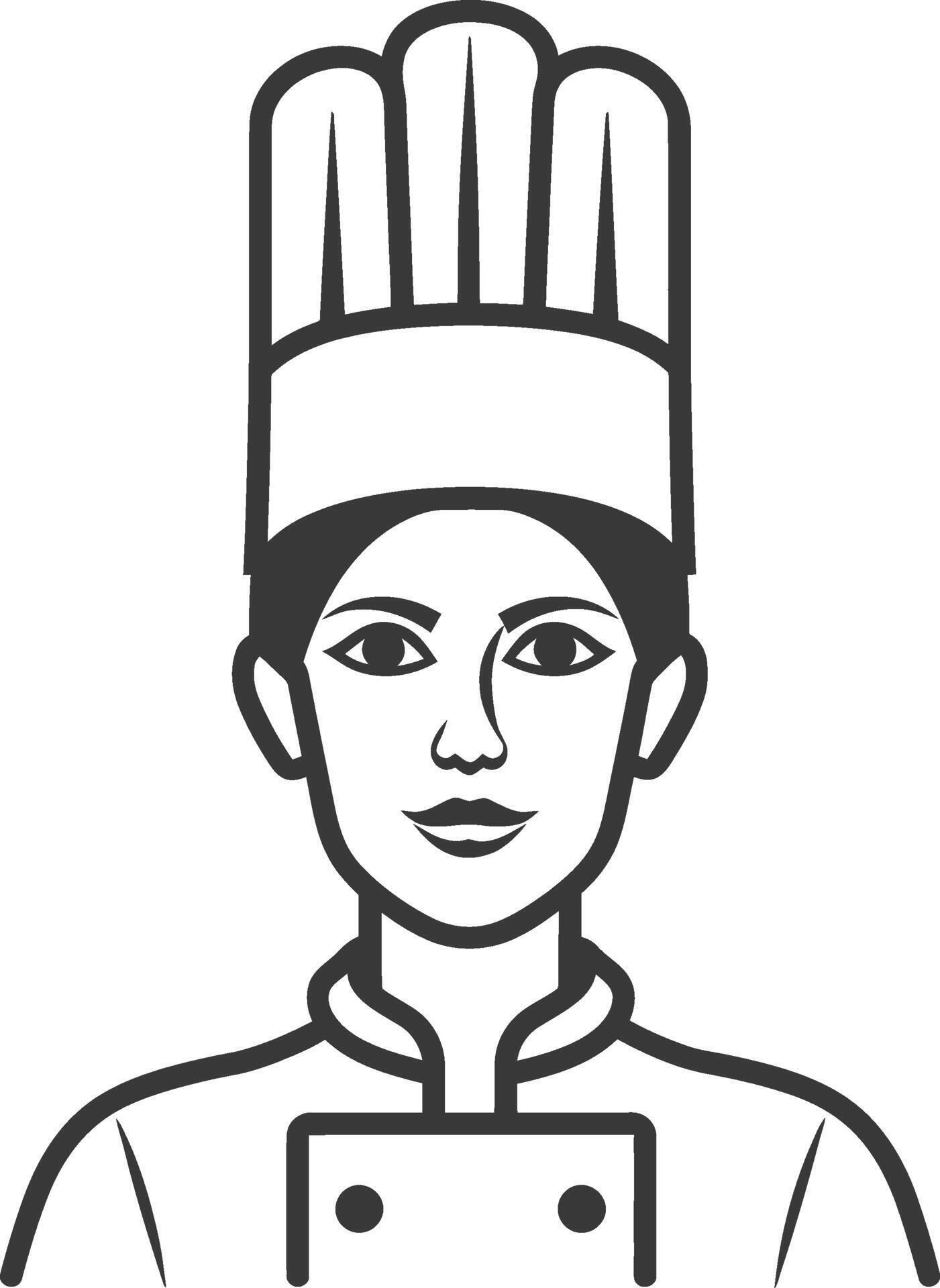 Line Drawing of a Female Chef Wearing a Toque 52506225 Vector Art at ...