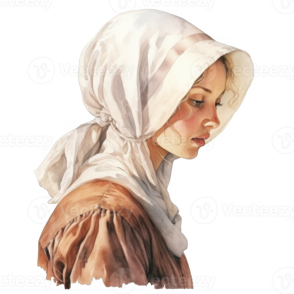 pensativo jovem mulher dentro uma branco gorro e Castanho vestir ... pensativo jovem mulher dentro uma branco gorro e Castanho vestir ...