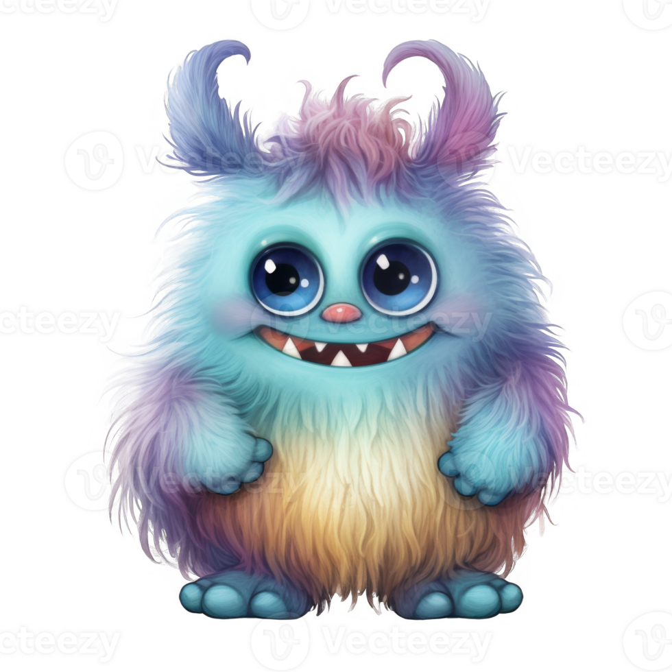 Adorable Pastel-Colored Fuzzy Monster with Big Eyes and a Happy ...