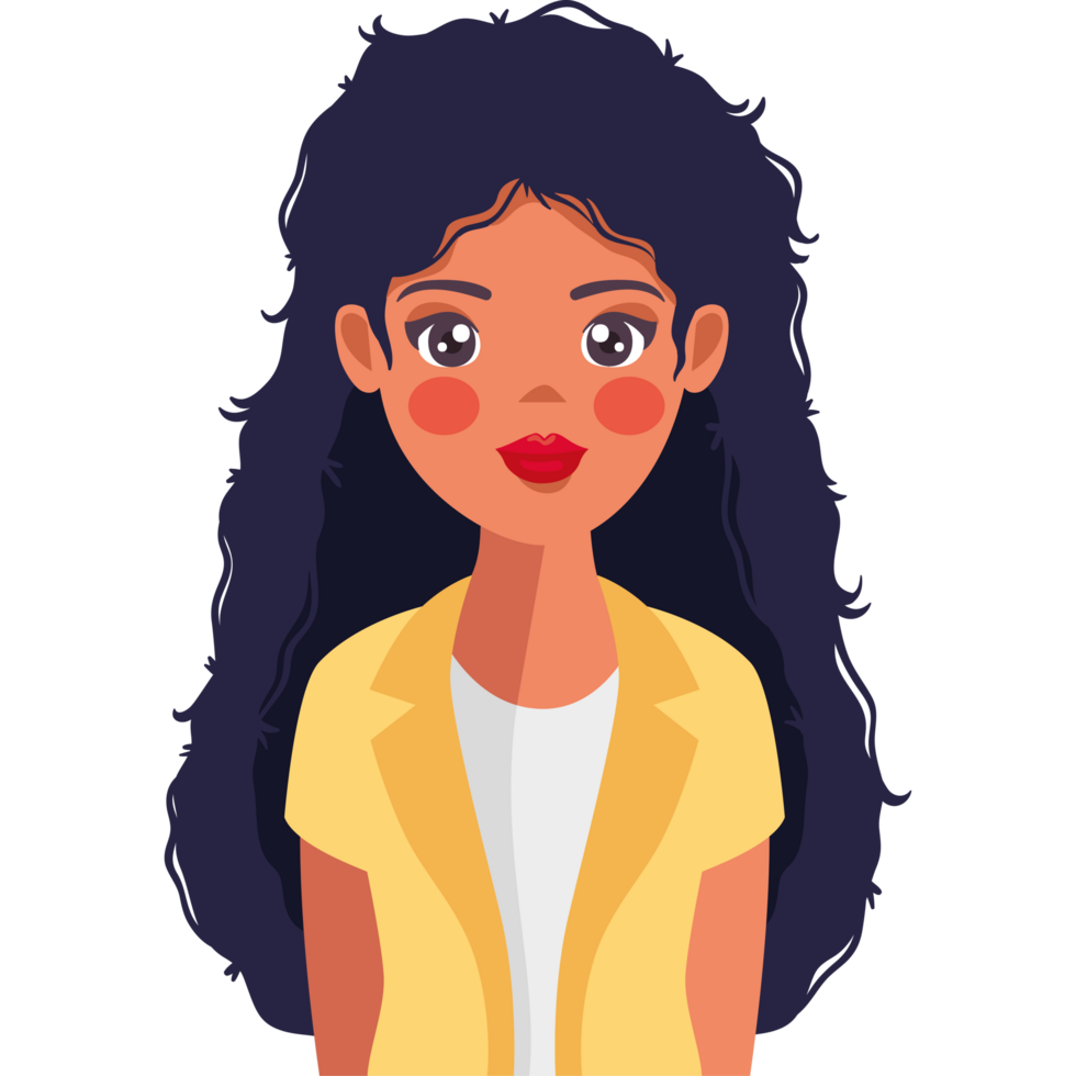 Young Woman Long Hair Black 52513966 Png