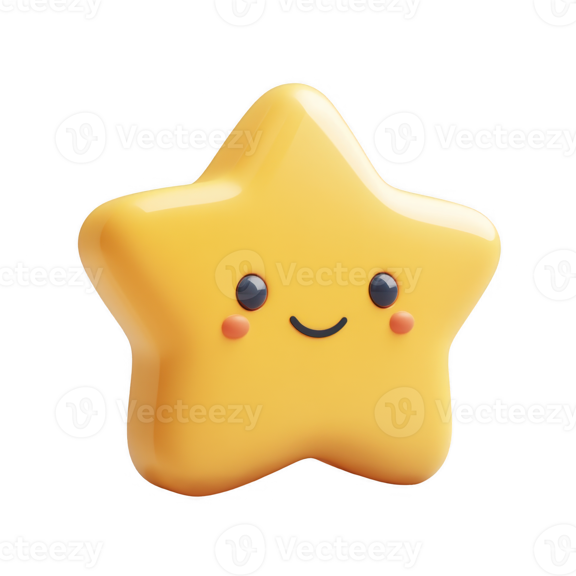 3d icon Cute smiling yellow star emoji character happiness on transparent background 52523029 PNG