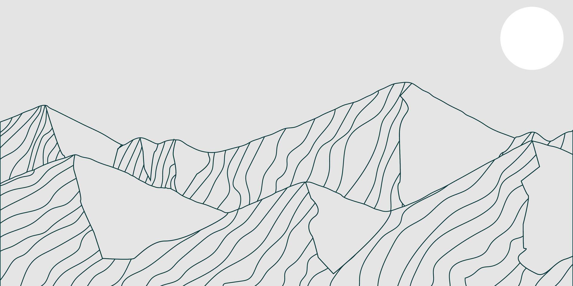 Hand drawn Mountain line arts design illustration. Abstract mountain contemporary aesthetic ...