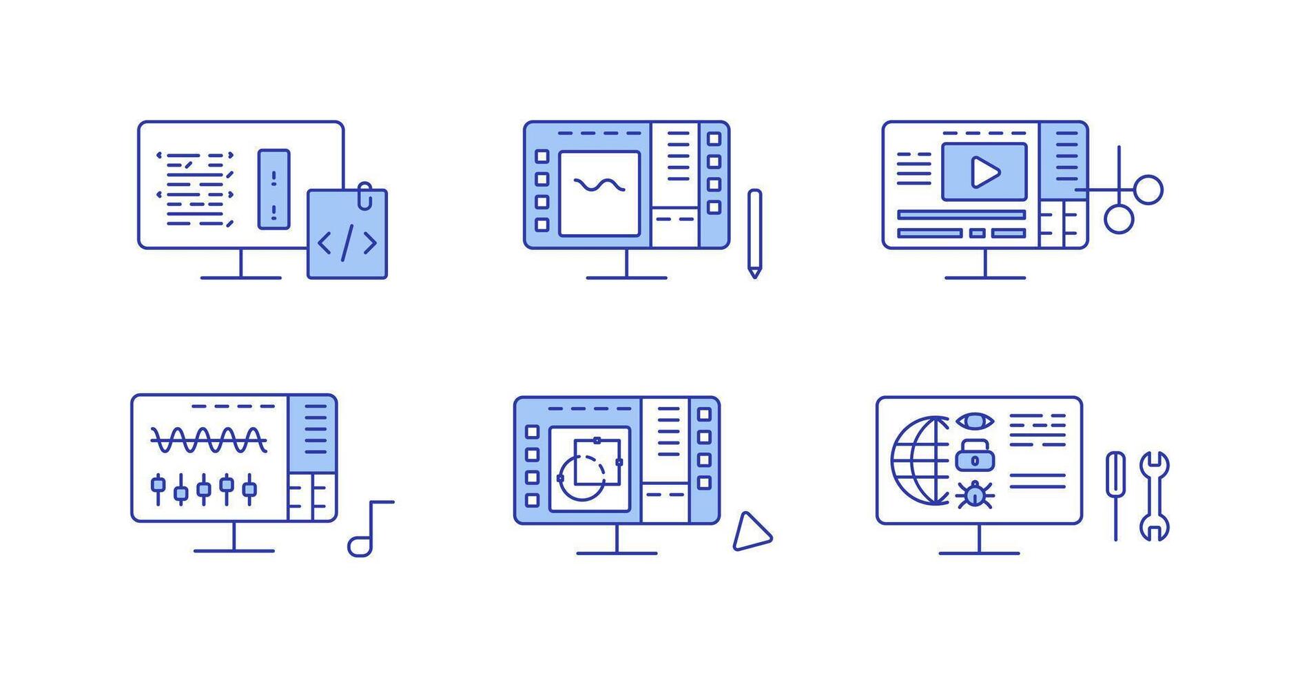 set of computer related work icons 52524616 Vector Art at Vecteezy