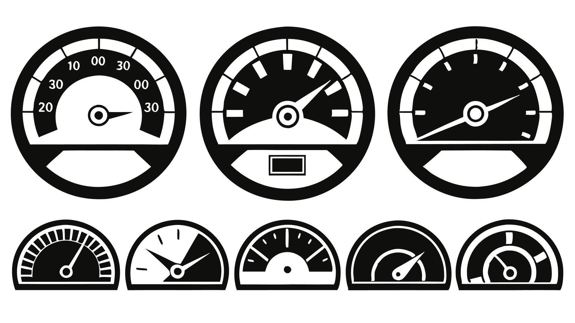 Speedometer Icons Collection Speedometer Measuring Meter Pressure Speed Optimization