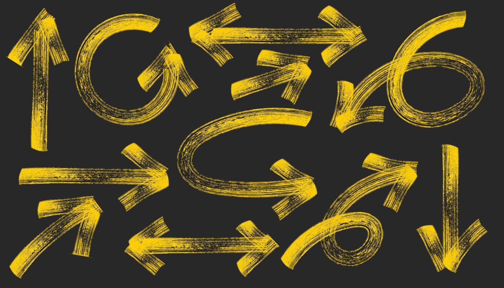 Set hand drawn doodle arrows. Collection arrows brush drawing. Set of chalk stroke arrows ...