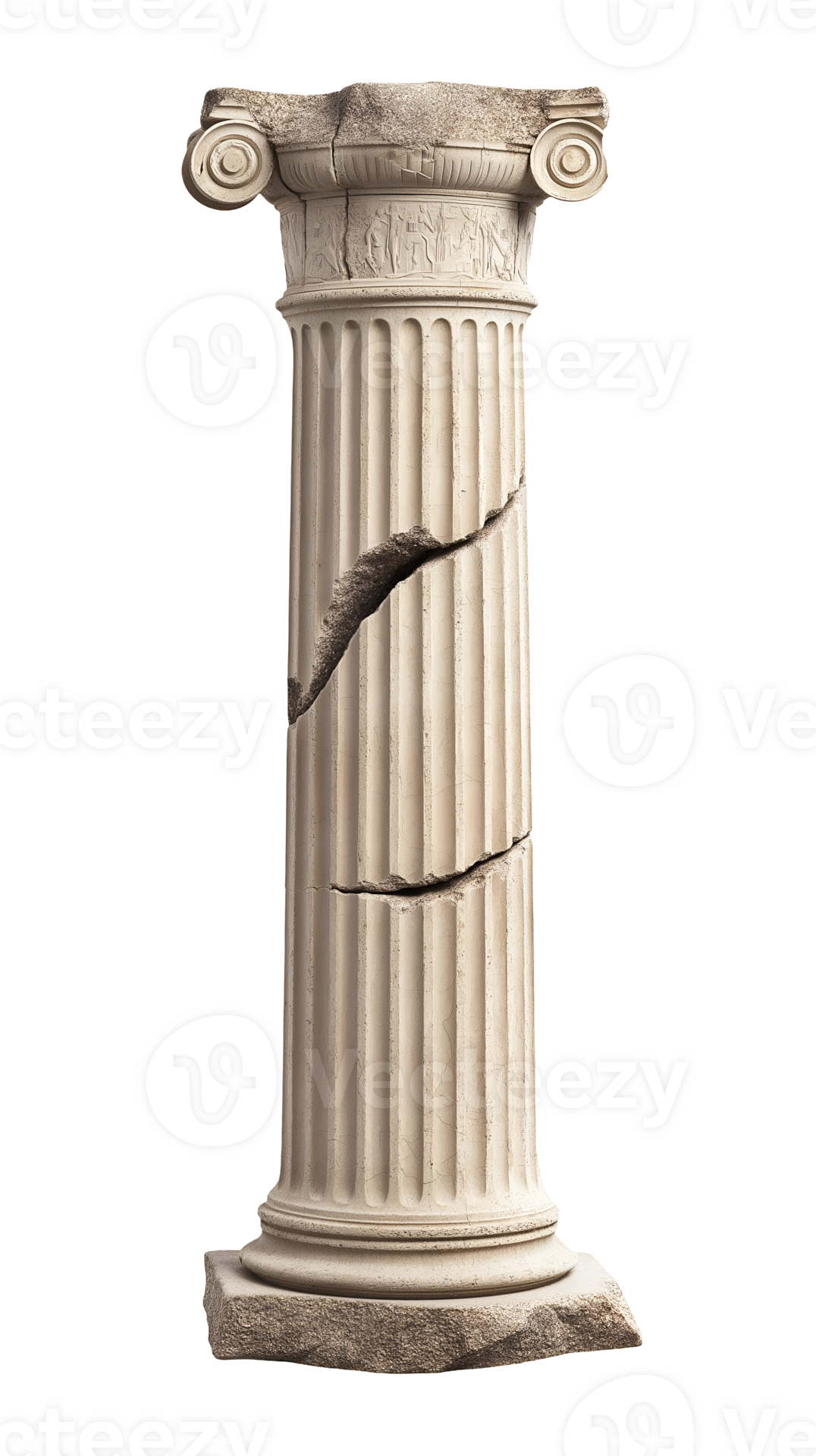ancient greek ionic column with fluted design and weathered cracks on ... ancient greek ionic column with fluted design and weathered cracks on ...