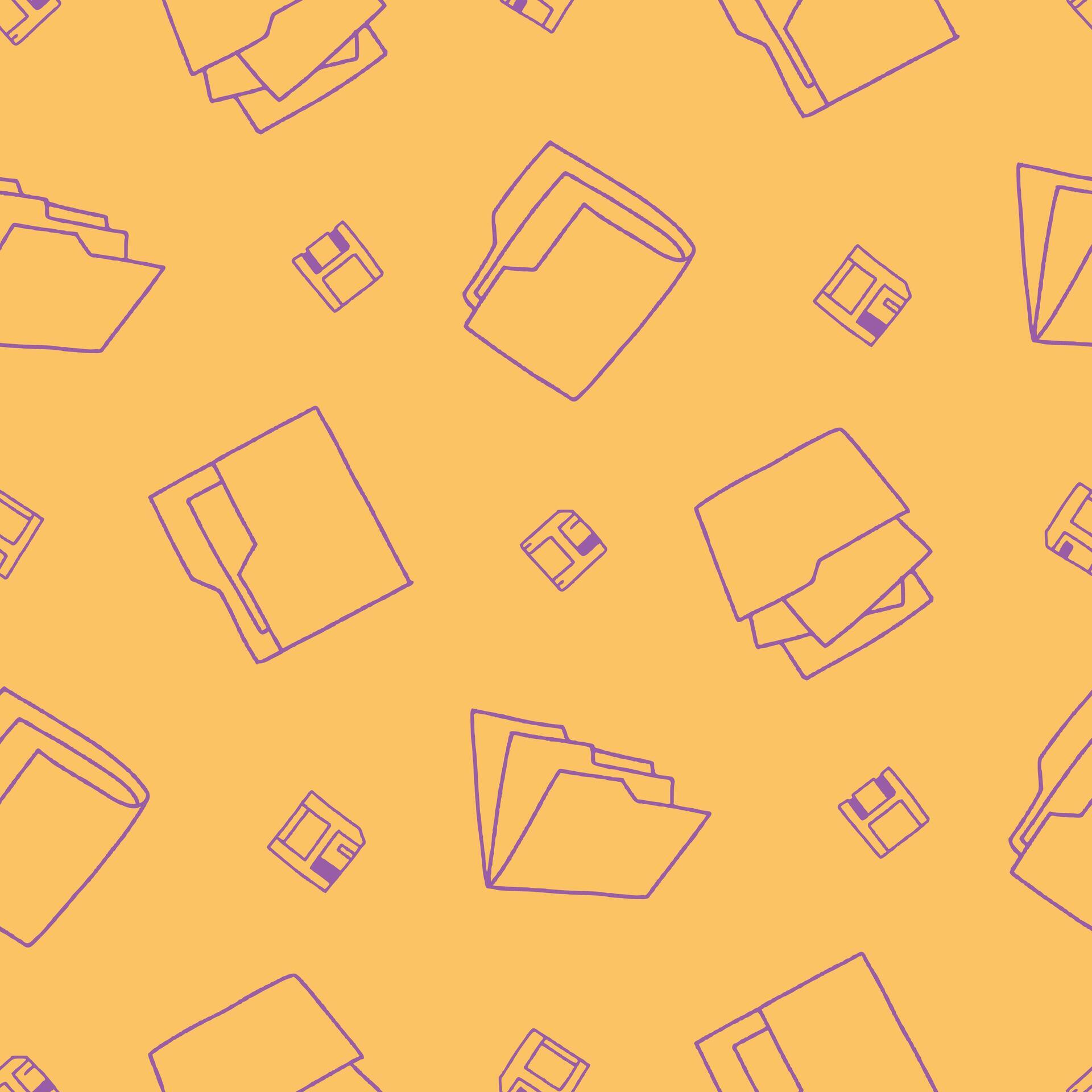 Outline Folder Floppy Disk Seamless Pattern Illustration For Print Wallpaper Decoration