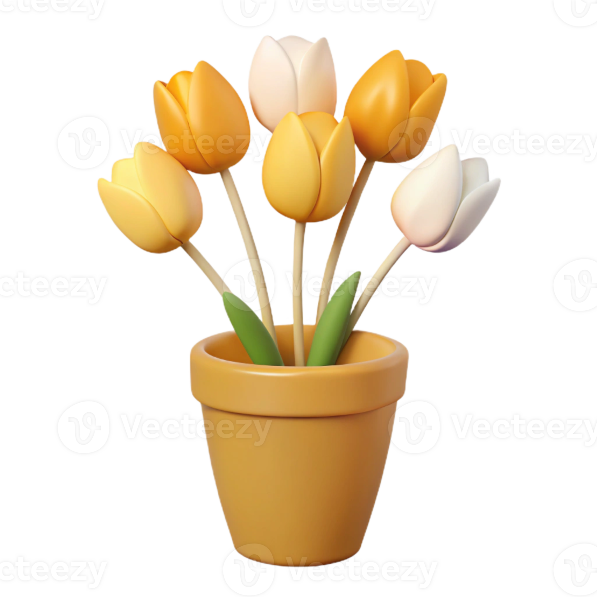 3D Rendered Potted Tulips 52554596 PNG