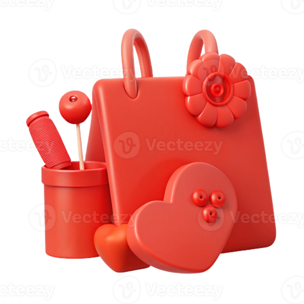 Red 3D Objects Heart, Flower, and Bag 52557158 PNG Red 3D Objects Heart, Flower, and Bag 52557158 PNG