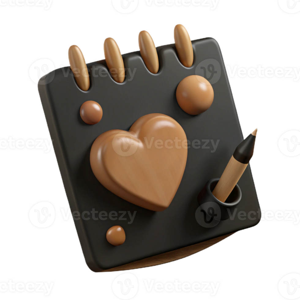 3d Hacer De Un Cuaderno Con Un Corazón Y Lápiz 52564734 Png