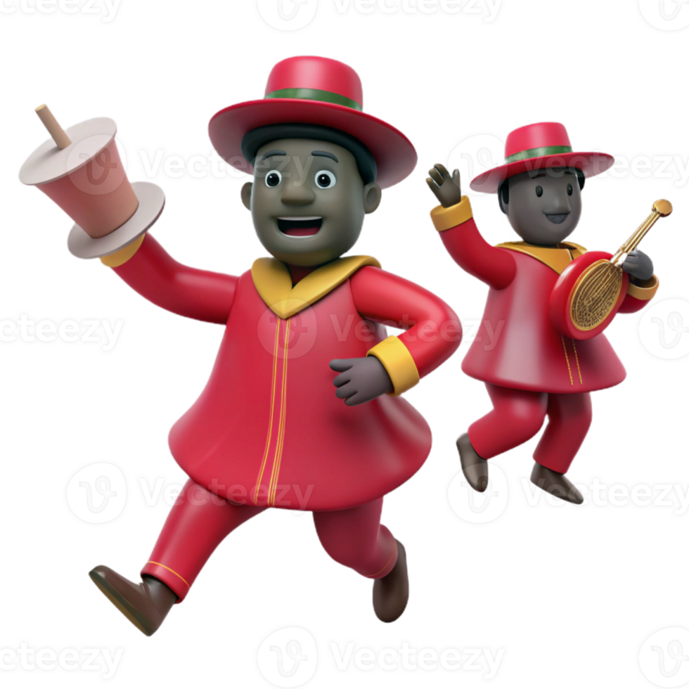 Two Cartoon Characters in Red Outfits Celebrating 52566606 PNG Two Cartoon Characters in Red Outfits Celebrating 52566606 PNG