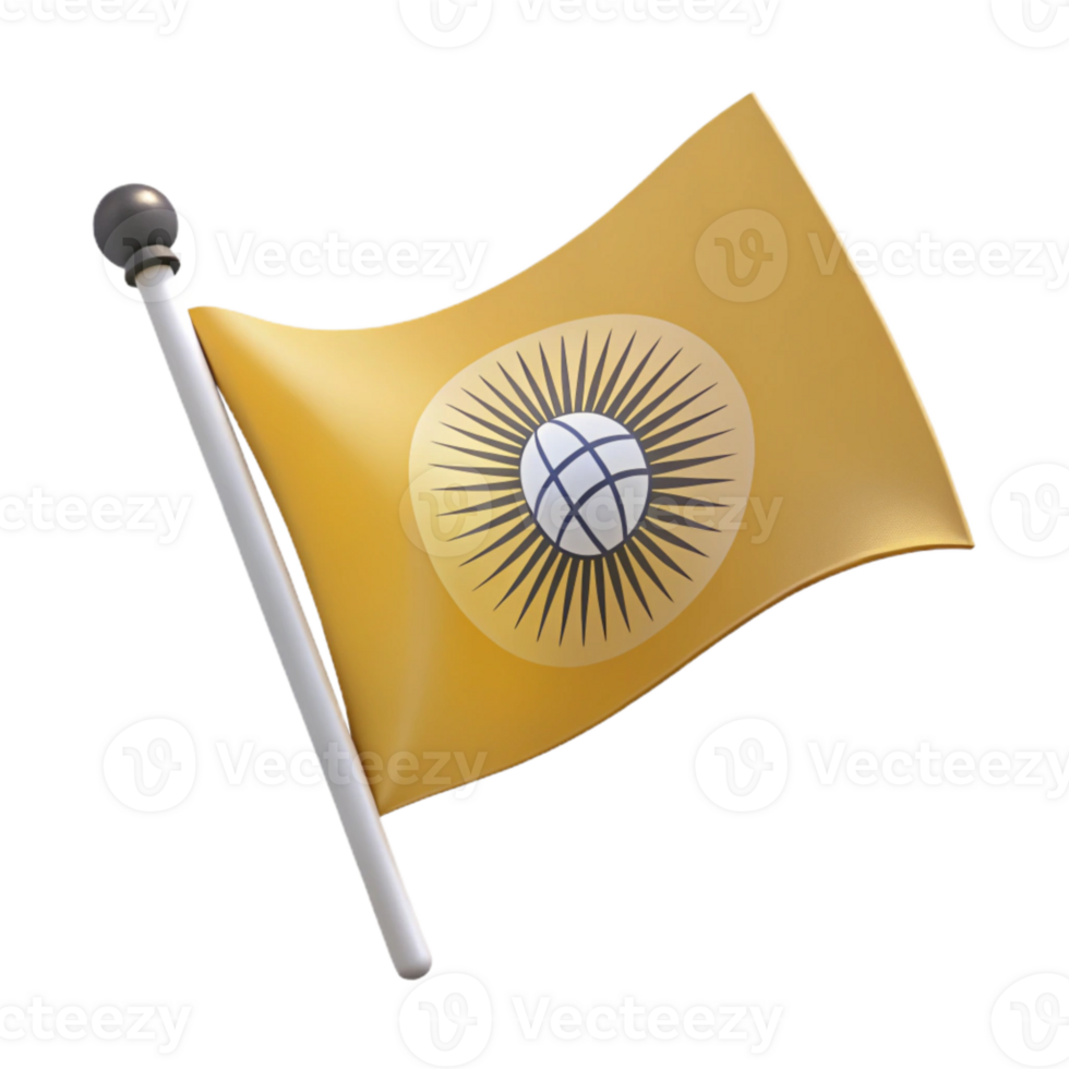 Yellow Flag With Sun And Globe Design 52566926 Png