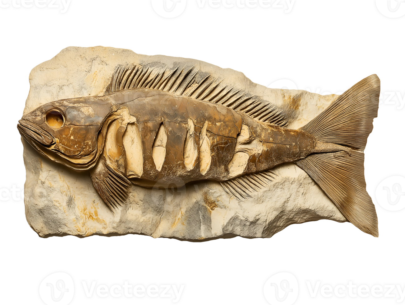 fossil of an ancient fish species with well-preserved bones and ...