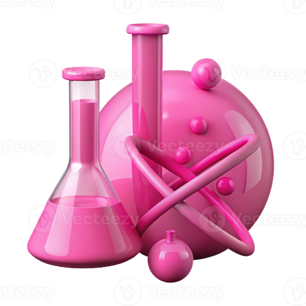 Pink Science Experiment Illustration with Lab Equipment and Atom Symbol 52570870 PNG
