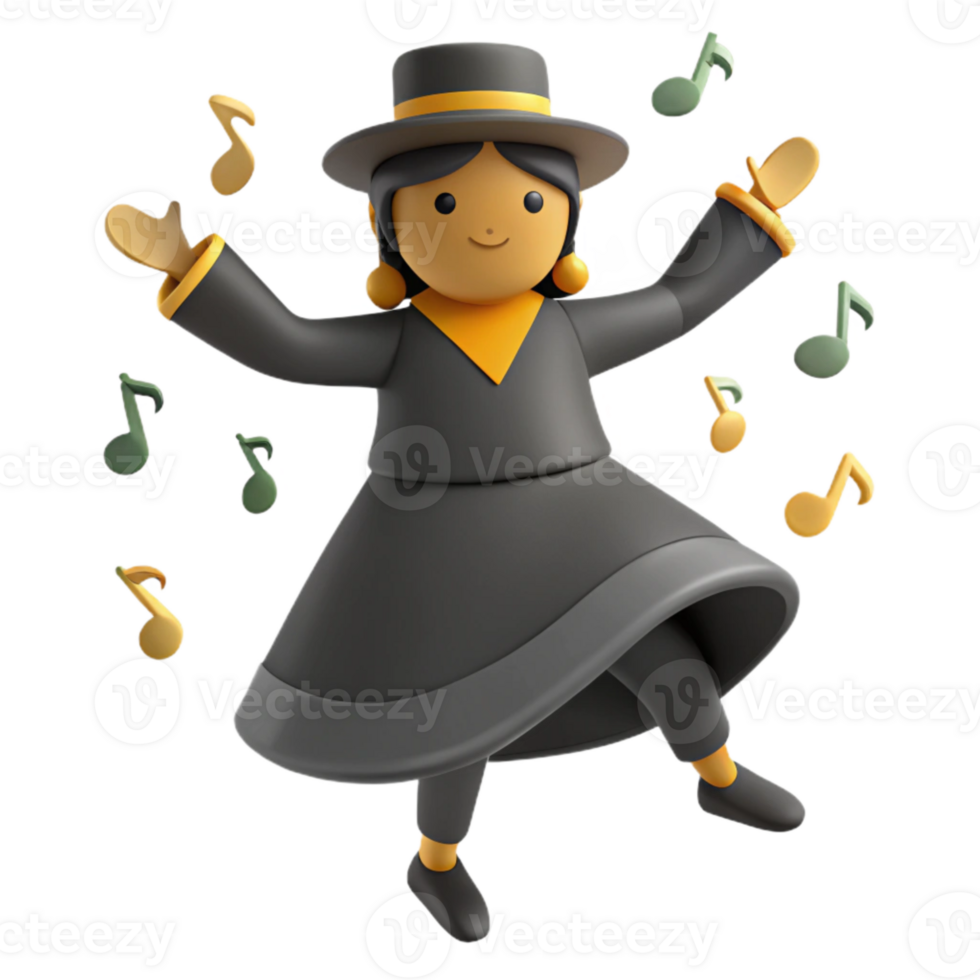 3d Illustration Of A Person Dancing With Musical Notes 52573388 Png