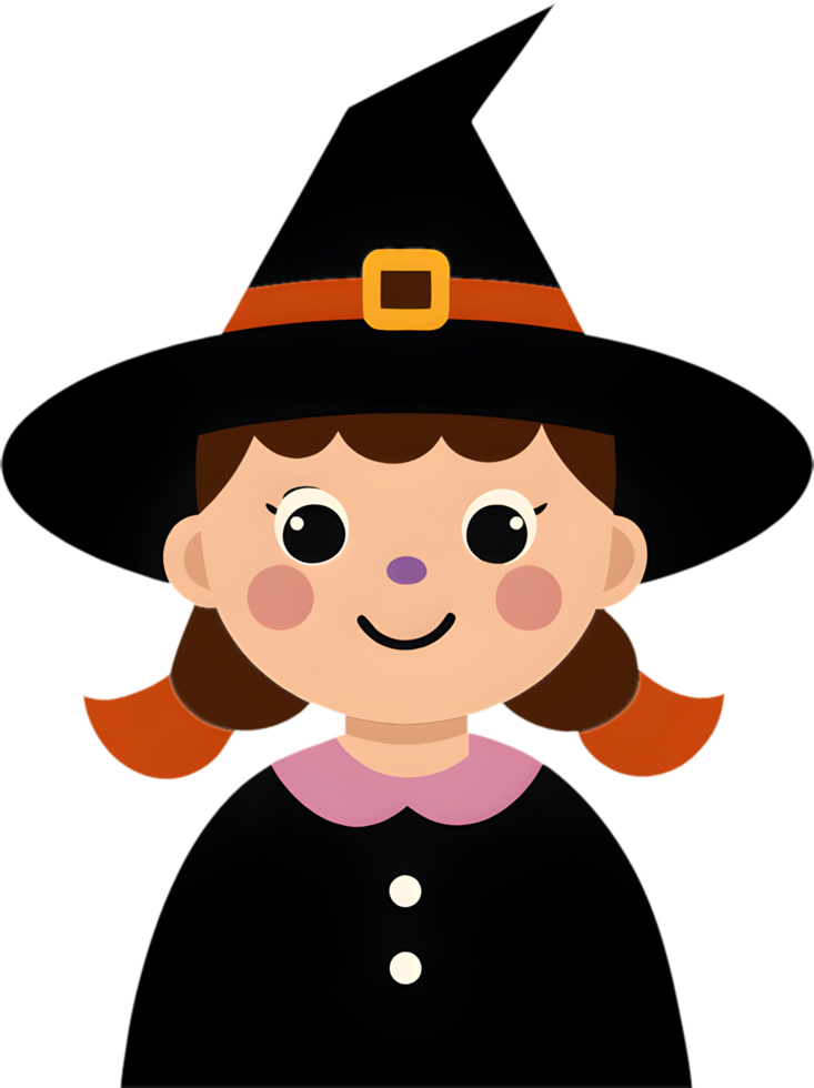Halloween witch girl clipart featuring adorable funny faces. . 52582940 PNG
