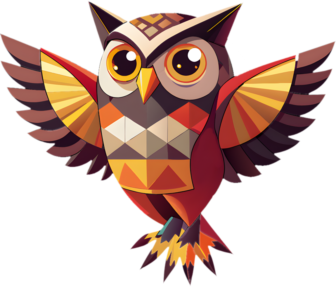 Creative cubism owl artwork with angular sharp fragmented forms. . 52583681 PNG