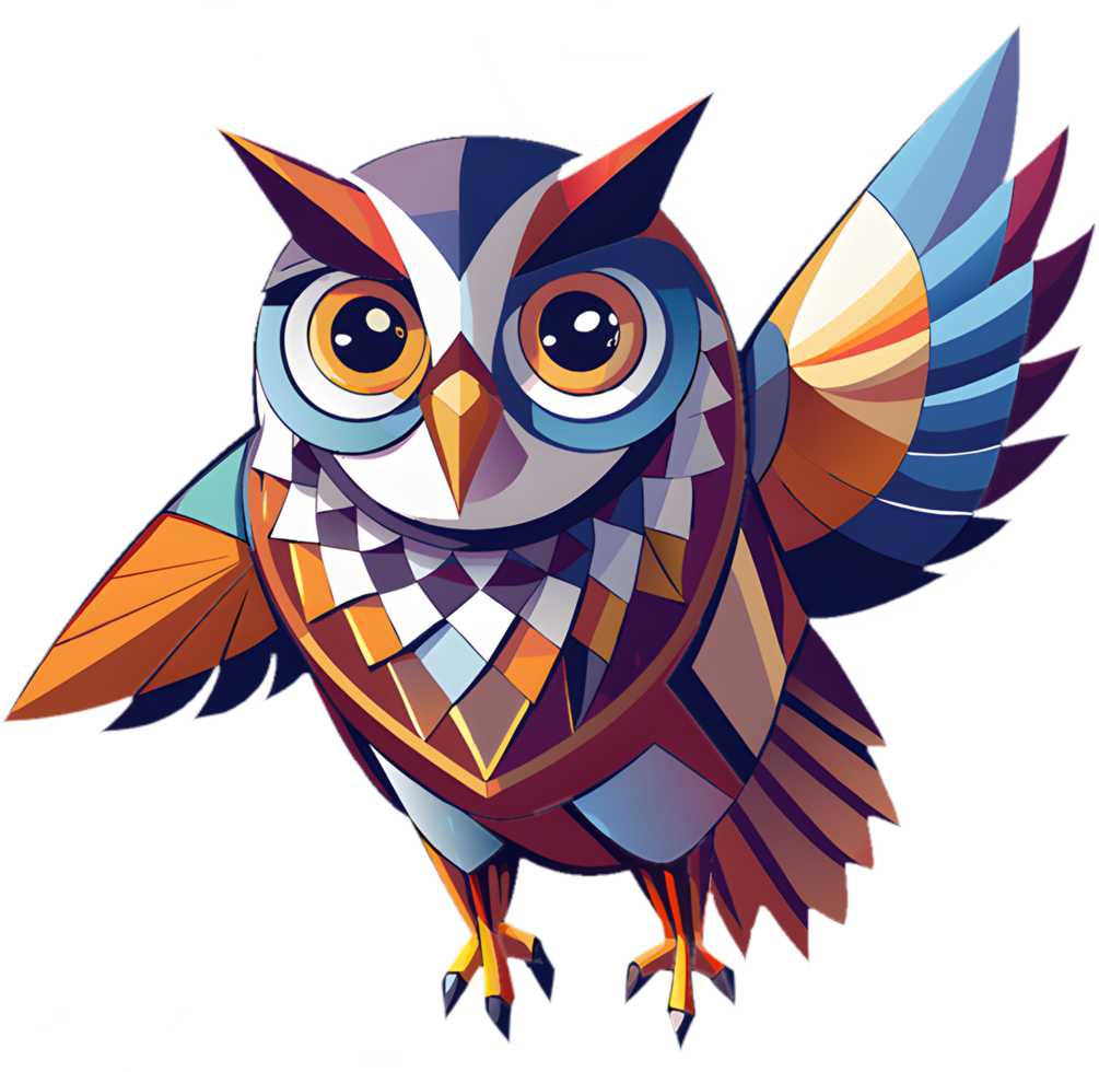 Abstract Cubism Owl With Sharp Edges And Vibrant Colors 52583684 Png