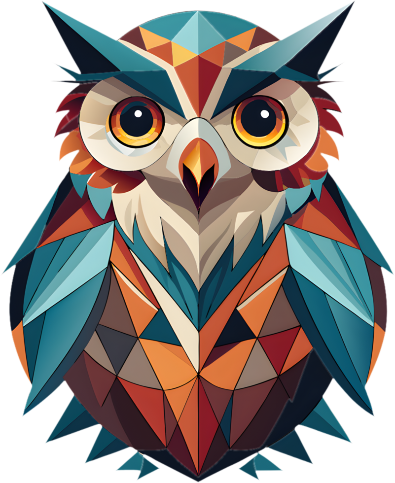 Dynamic cubism owl artwork with angular and sharp forms. . 52583693 PNG