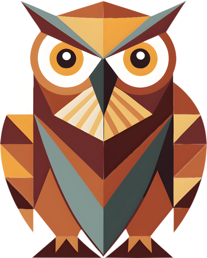 Colorful cubism owl design featuring sharp angular forms. . 52583695 PNG