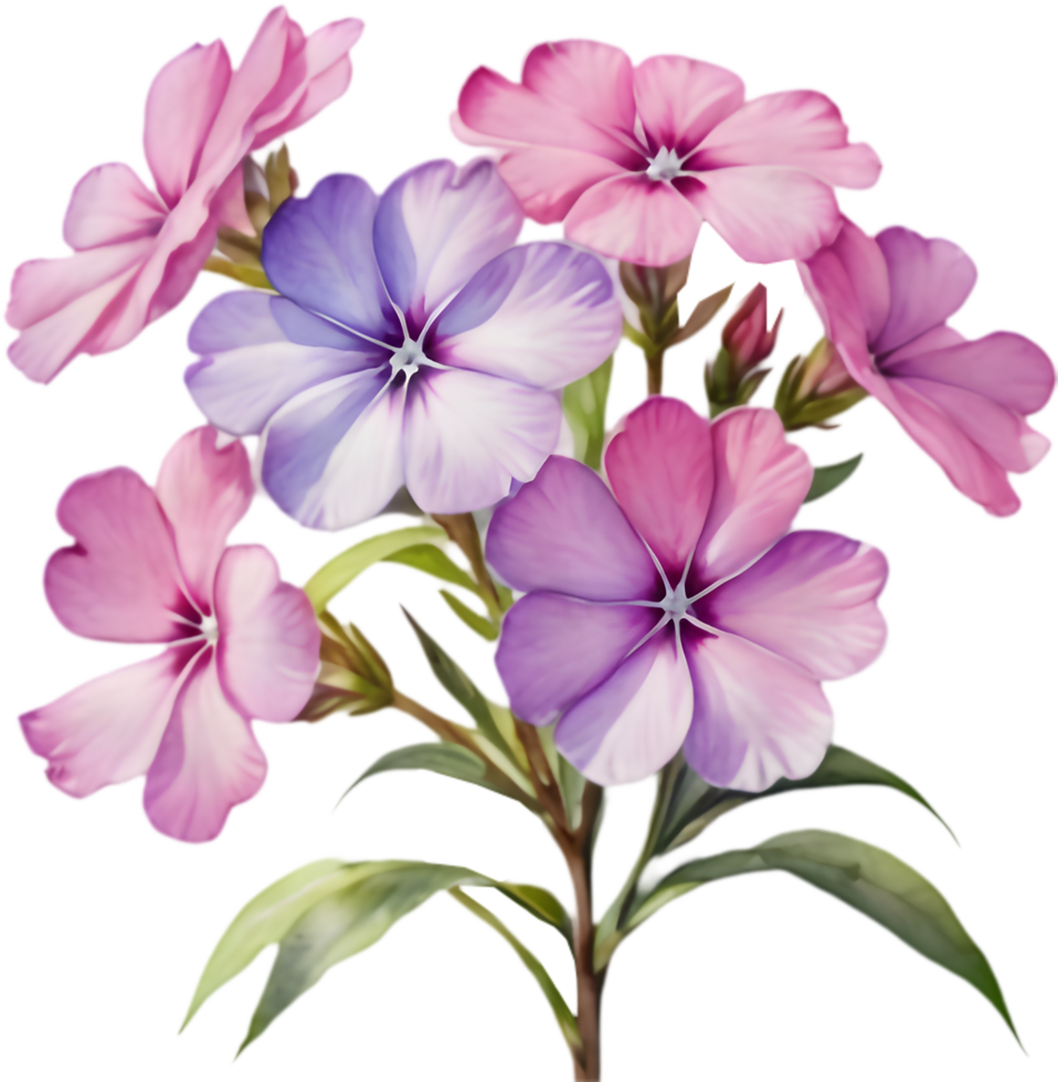 Realistic Drummond Phlox Flower Watercolor Art Print. . 52583759 PNG
