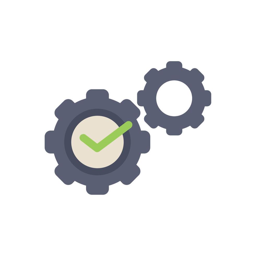 Gears rotating with check mark showing completion of project 52596368 Vector Art at Vecteezy