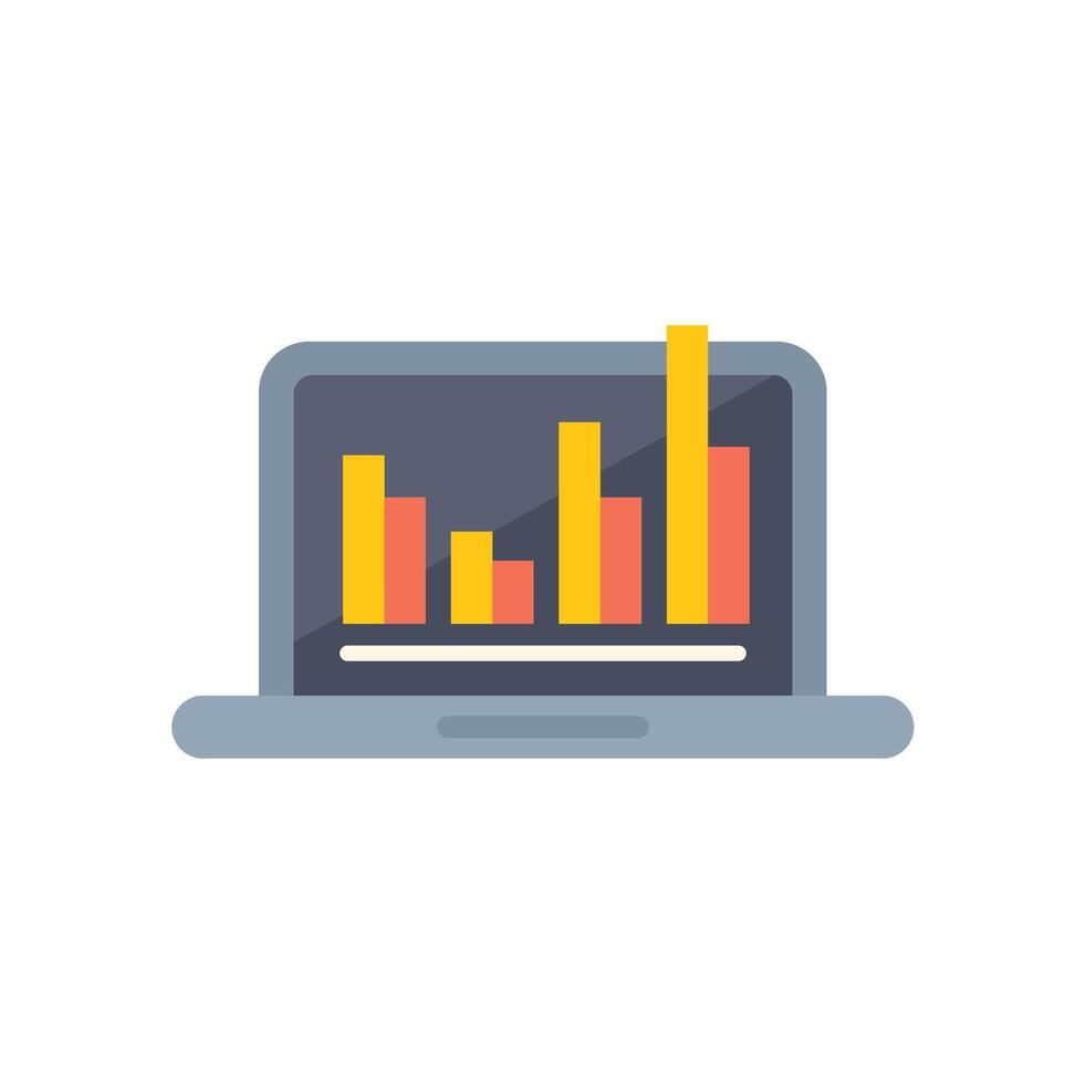 Laptop Showing Statistical Charts Representing Market Data Analysis