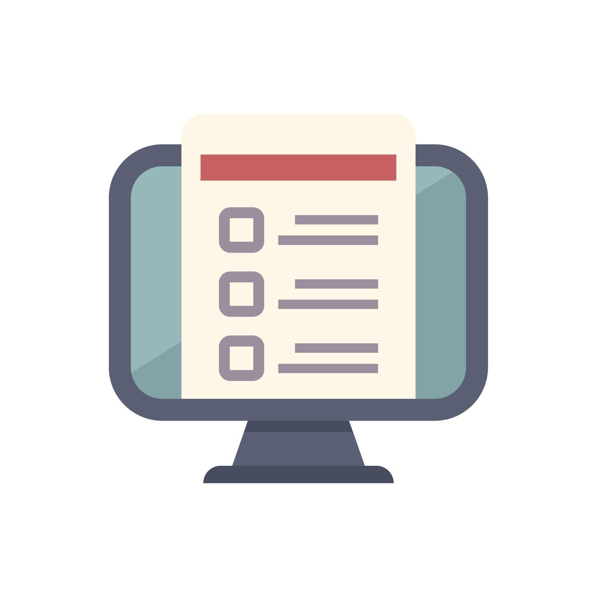 Computer monitor displaying online survey form with checkboxes for user input 52596950 Vector ...