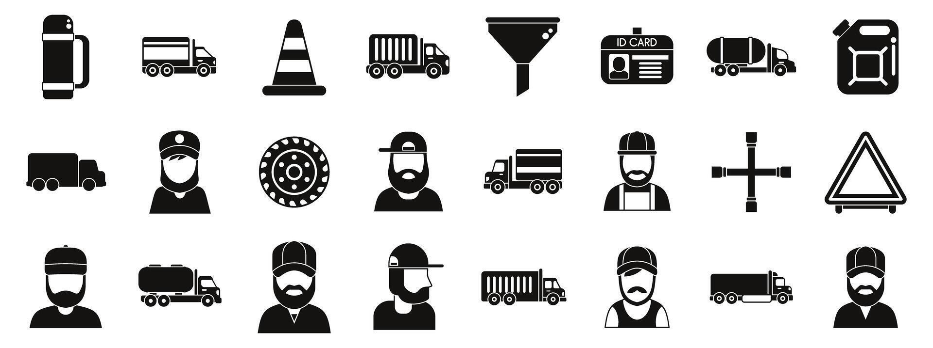 Trucker icons set. Truck drivers and their trucks icons set 52598240 ...