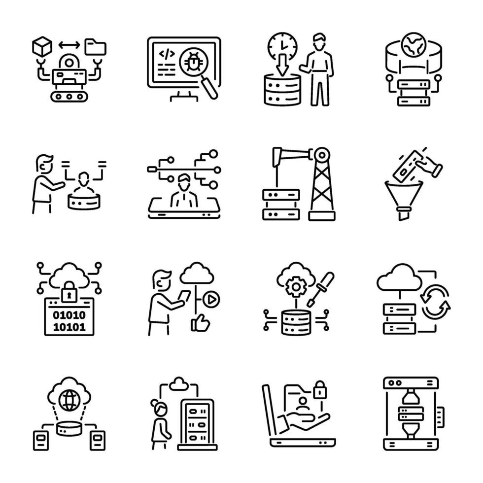 Collection of Linear Style Cloud Computing Icons 52603262 Vector Art at ...