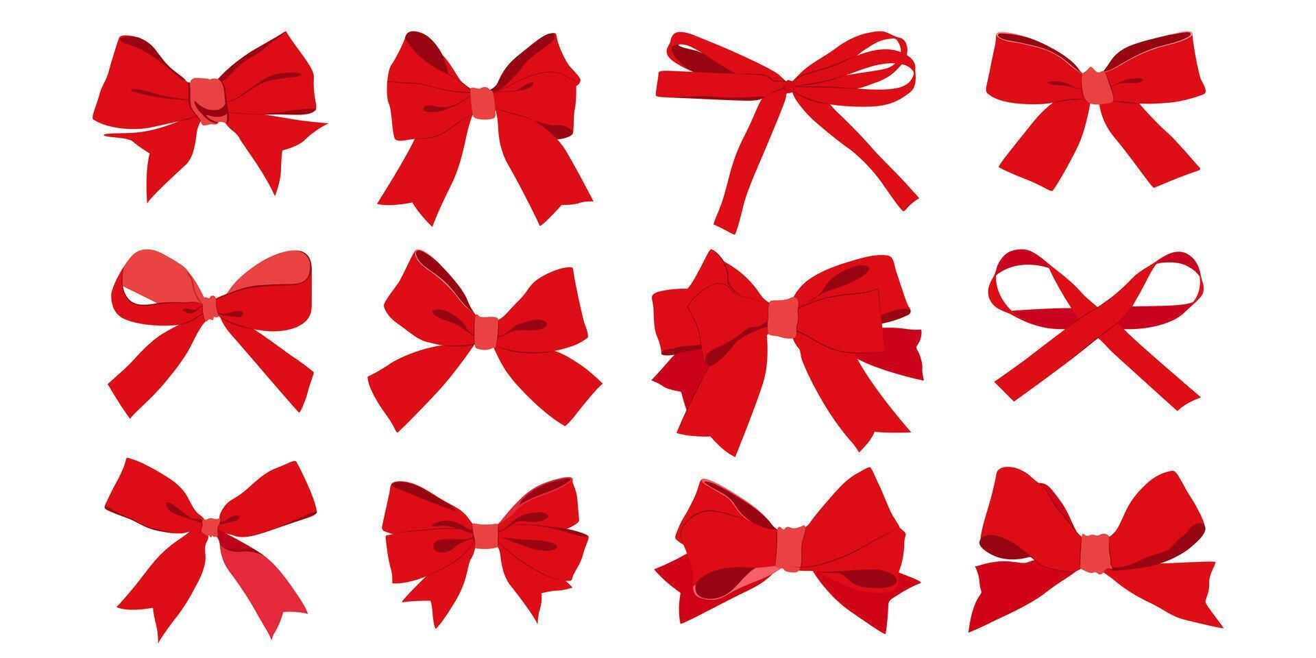 Set with hand drawn red ribbon bows. 52610245 Vector Art at Vecteezy