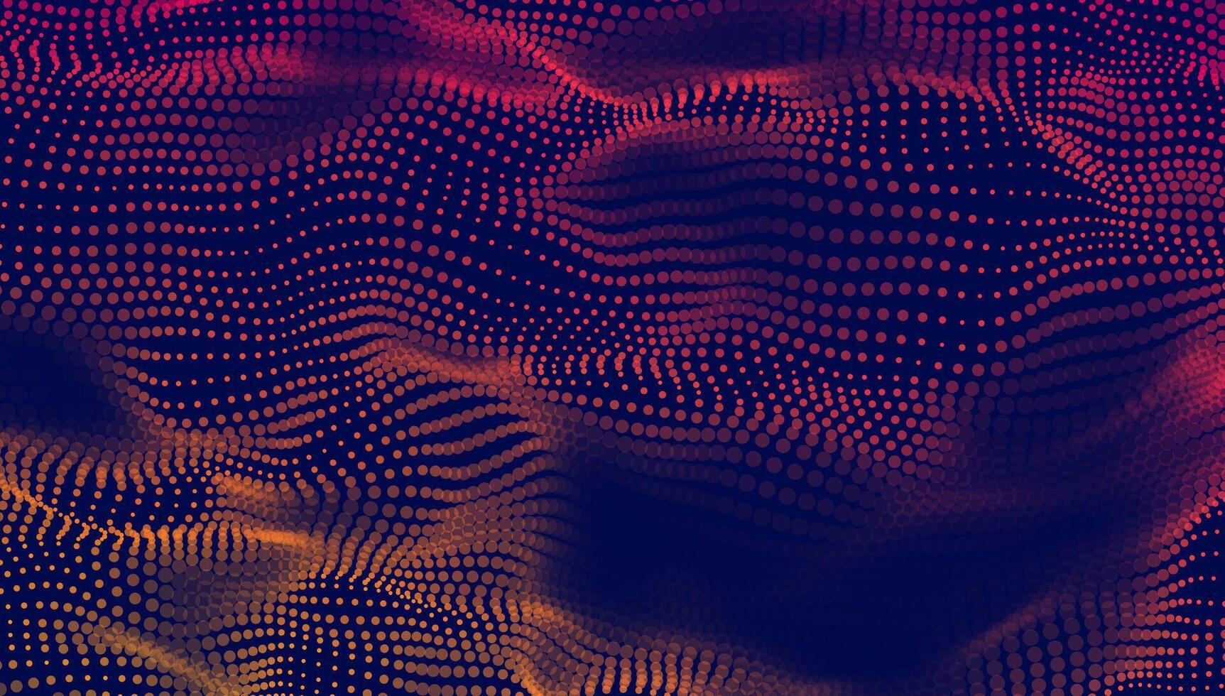 Colorful Abstract Wave Pattern With Flowing Dots And Dynamic Gradient Technology And Data