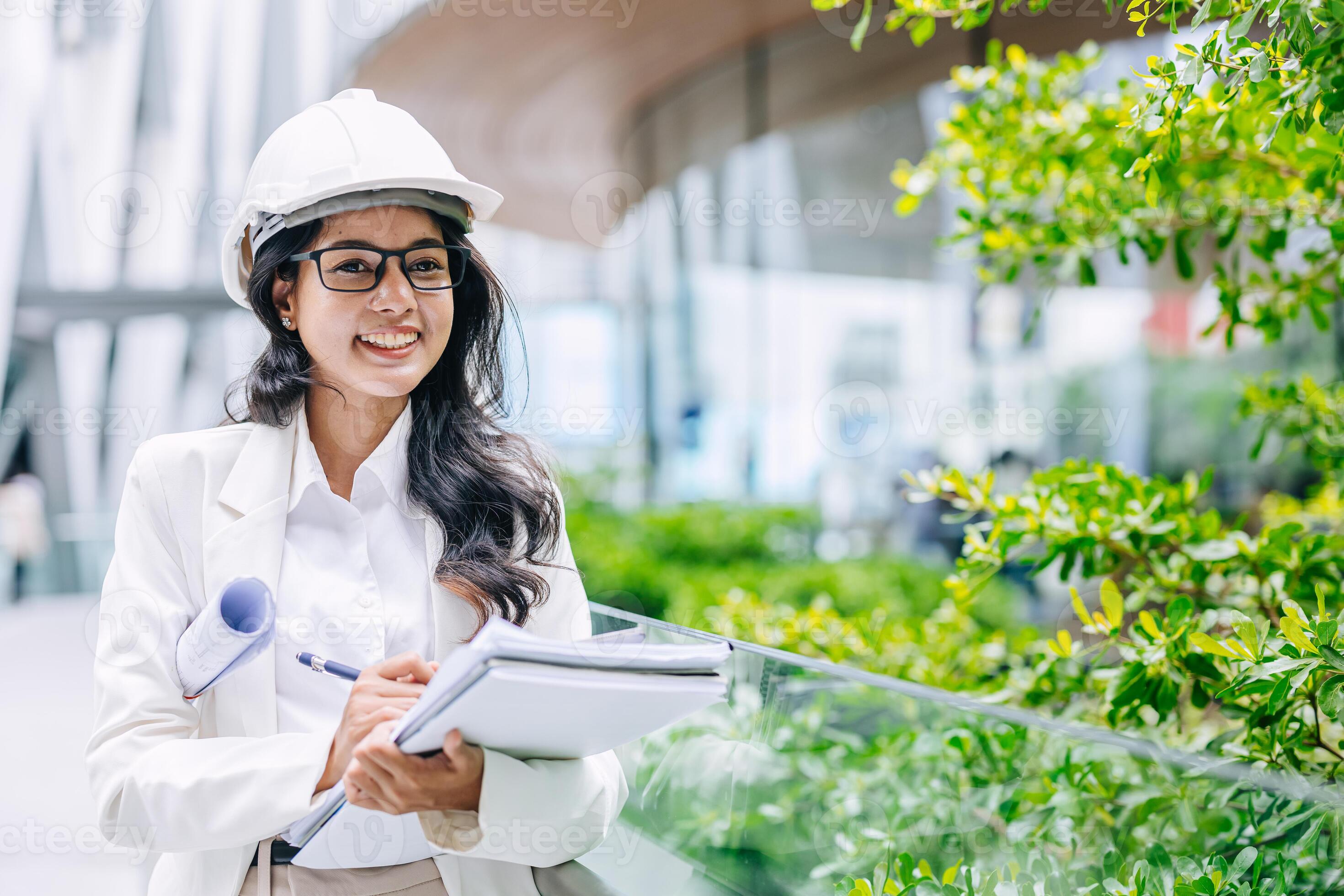 Architect Indian engineer female designer. environmental work design space for green city urban ...