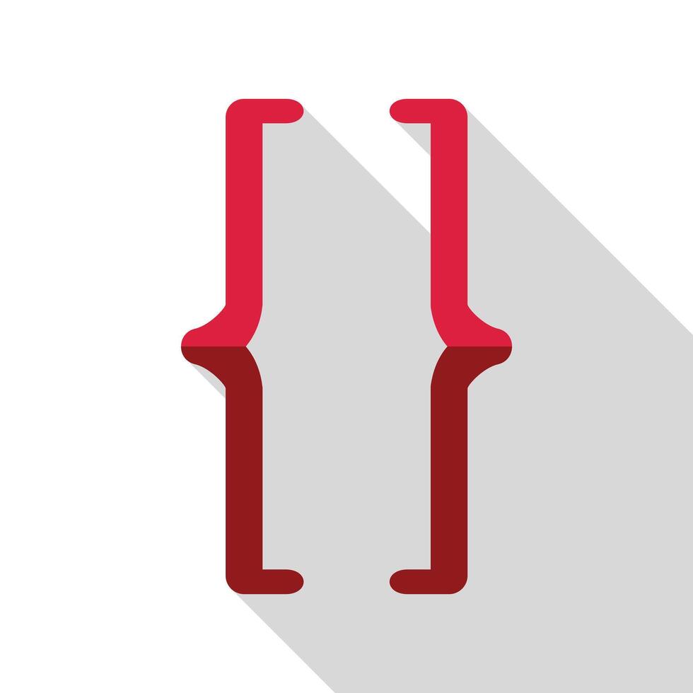 Red curly brackets programming symbol with long shadow 52620087 Vector ...