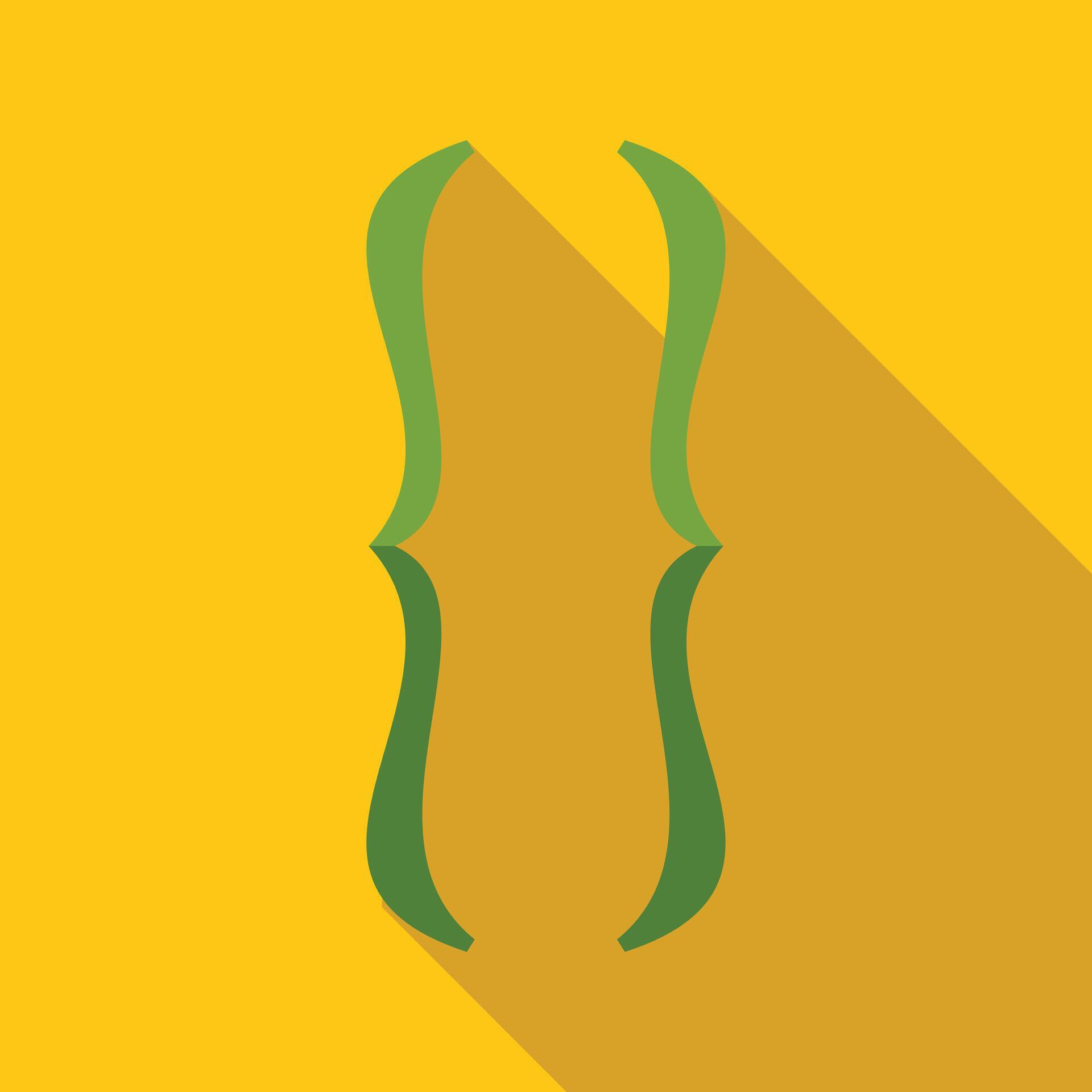 Curly Brackets Symbol Representing Coding And Programming On Yellow