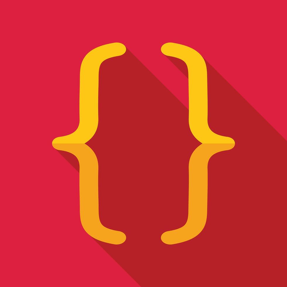 Curly Brackets Symbol Representing Programming And Coding On Red Background 52620094 Vector Art