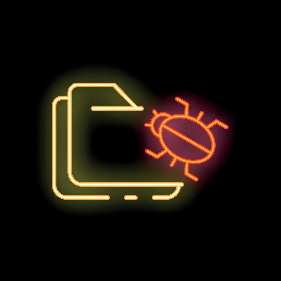 Neon Icon Of A Bug Infecting A Computer Folder 52620442 Vector Art At
