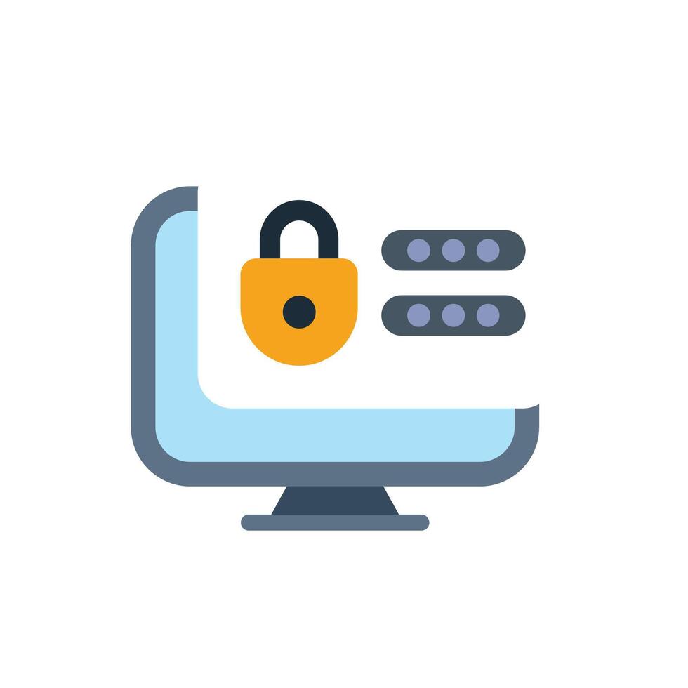 Computer Security System Showing Password Protection With Padlock