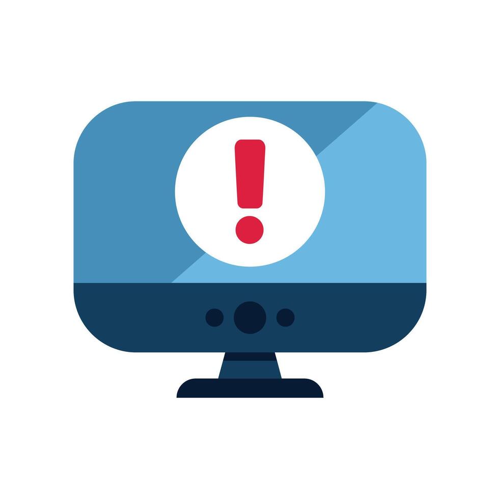 Desktop computer showing warning message on screen 52621165 Vector Art ...