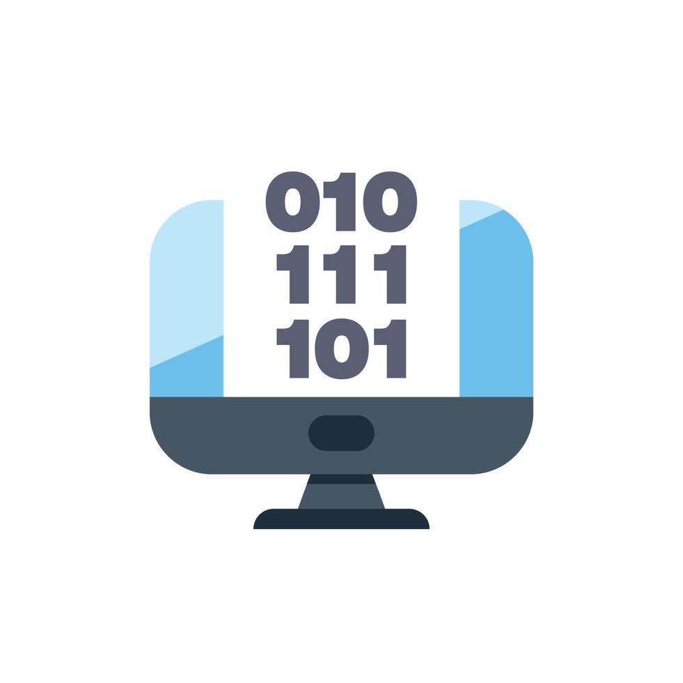 Desktop computer displaying binary code programming language 52622181 ... Desktop computer displaying binary code programming language 52622181 ...